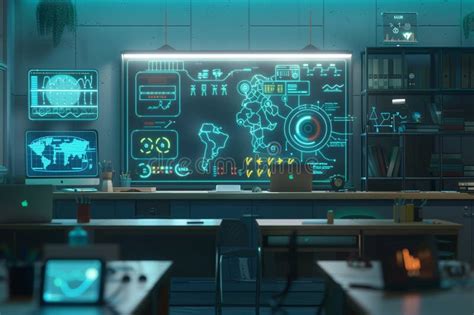 Creativity Modern Work Space With Computer Showing Formula Math Analysis Technology And