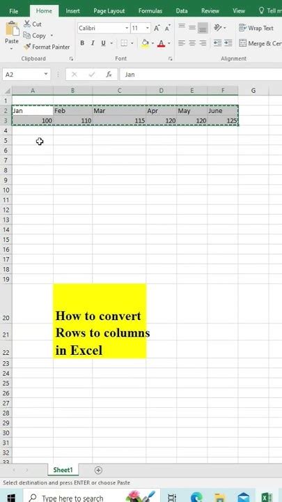 How To Convert Rows Into Columns In Excel Youtube
