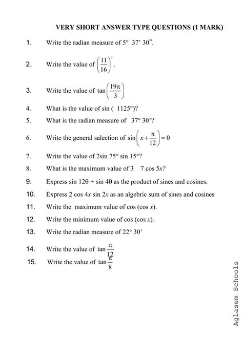 Cbse Notes Class 11 Maths Trigonometric Functions