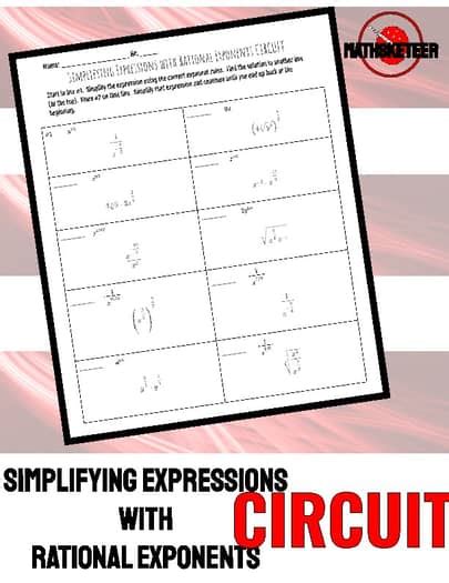 Simplifying Expressions With Rational Exponents Circuit By Mathsketeer