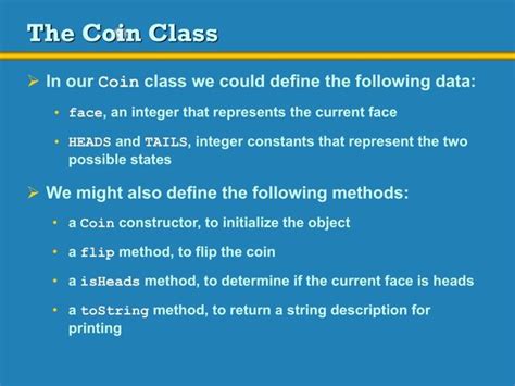 Solved The Coin Class In Our Coin Class We Could Define The