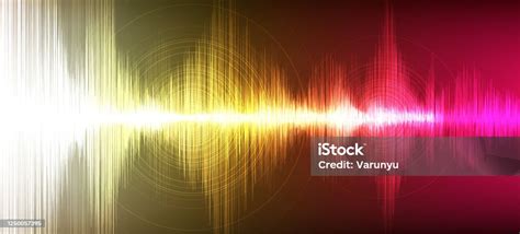 노란색과 분홍색 배경에 디지털 음파 기술 및 지진 파도 다이어그램 개념 음악 스튜디오 및 과학 디자인 벡터 일러스트레이션 개념에