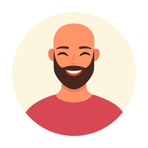 Portrait Of Happy Bald Man With Dark Beard Simple Flat Illustration 52959695 Vector Art At Vecteezy