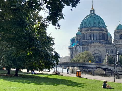 Berliner Dom On A Sunny Day People Sitting On The Grass Editorial