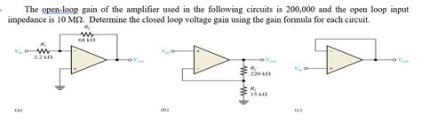 solved the open loop gain of the amplifier used in the