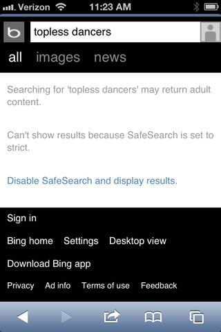 Disable Bing Safesearch