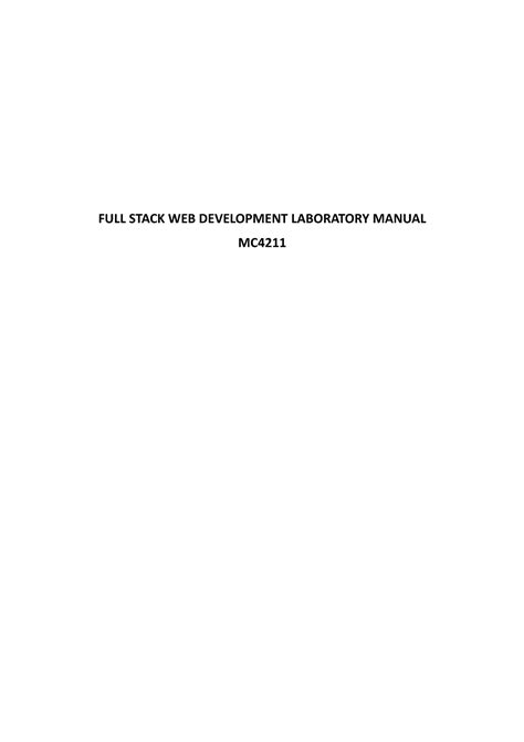 Full Stack Web Development Laboratory Manual Full Stack Web