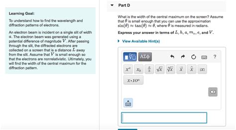 Solved Part D Learning Goal What is the width of the central | Chegg.com