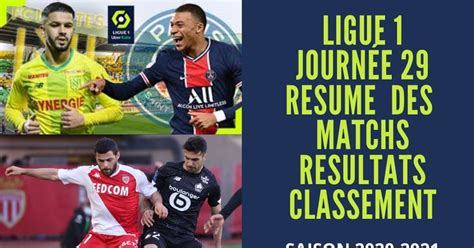 Le Résumé Complet Des Matchs De La Journée 29 De La Ligue 1 Saison 2020 2021 Avec Le Classement