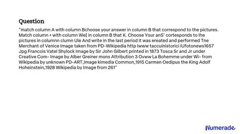 Solved Match Column A With Column B Choose Your Answer In Column B That Corresponds To The