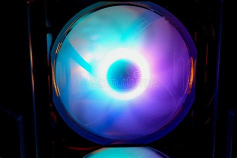 Computer Cooler With Rgb Led Light Computer Circuit Board And Cpu Cooling Fans Illuminated
