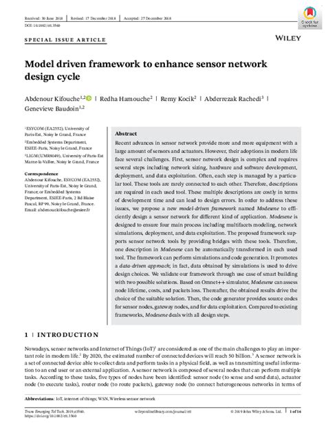 Pdf Model Driven Framework To Enhance Sensor Network Design Cycle