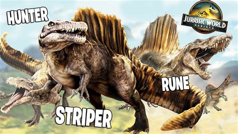 Hunter Rune Y Striper Los Tres Spinosaurus De Jurassic World Rebirth