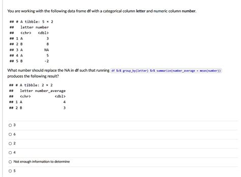 Solved You Are Working With The Following Data Frame Df With A