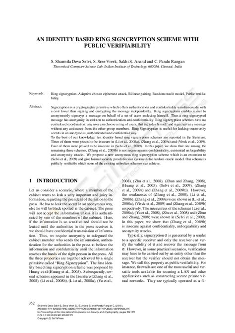 Pdf An Identity Based Ring Signcryption Scheme With Public