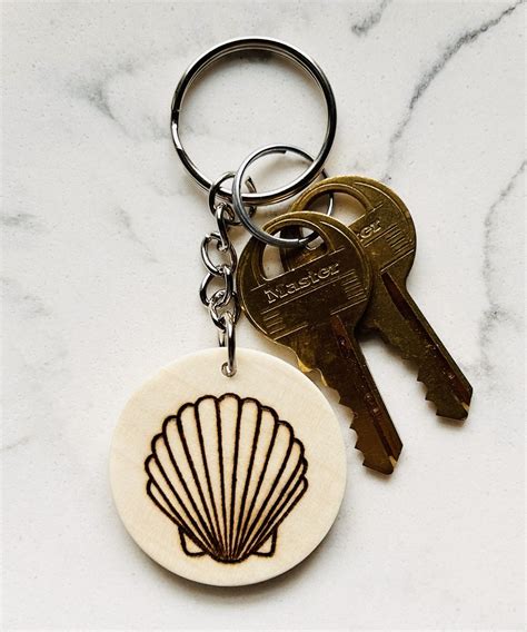 Seashell Wood Burned Keychain Etsy Keychain Sell On Etsy