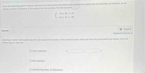 Solved Solve The Following System Of Linear Equations By Substitution And Determine Whether The