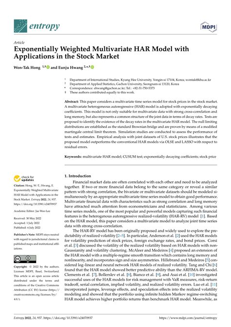 Pdf Exponentially Weighted Multivariate Har Model With Applications In The Stock Market