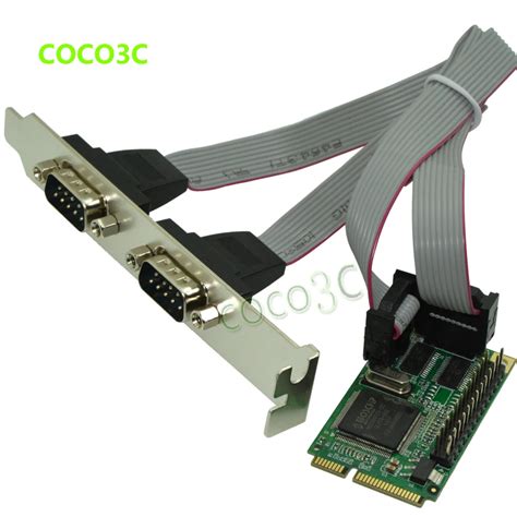 Free Shipping Mini PCI E TO 2 RS 232 Ports Adapter For Mini ITX Motherboard Mini PCIe 2 Serial