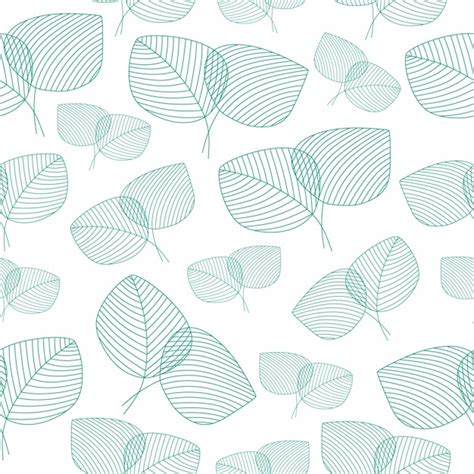 Premium Vector Seamless Pattern Ornamental Linear Leafs Isolated On White Background Light