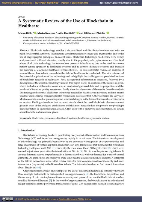 Pdf A Systematic Review Of The Use Of Blockchain In Healthcare