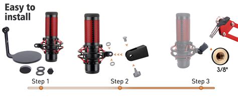 Sunmon Red Hyperx Quadcast Mic Boom Arm Upgraded Quadcast Boom Arm With Adapter