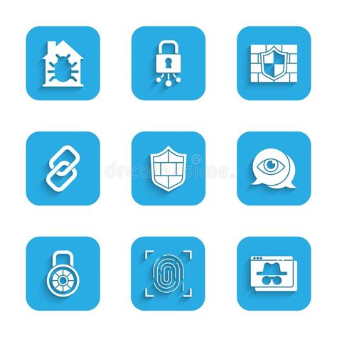 Set Shield With Brick Wall Fingerprint Browser Incognito Window Eye