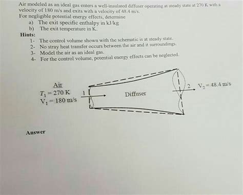 Solved Air Modeled As An Ideal Gas Enters A Well Insulated