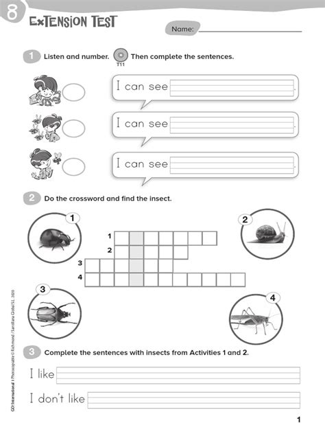 Go Int 1 Unit 8 Extension Test Pdf Insects Arthropods