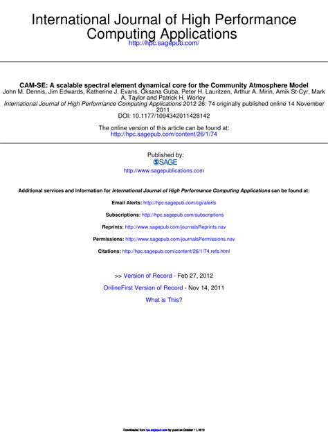 Pdf Cam Se A Scalable Spectral Element Dynamical Core For The