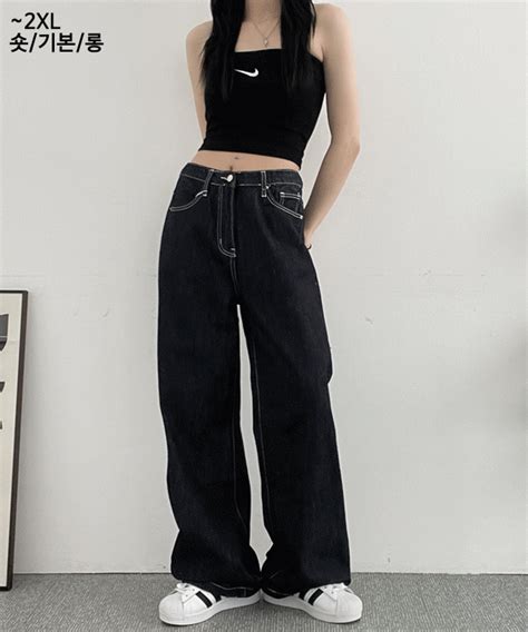 빅사이즈~2xl 수선no 숏기본롱기장 생지 스트링 와이드 팬츠2color 에이블리