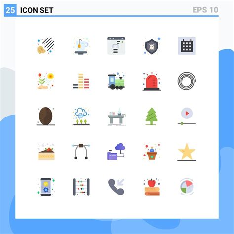 25 Thematic Vector Flat Colors And Editable Symbols Of Light Wireframe Marketing Layout Shield