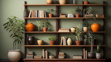 Premium Photo Bookshelf With Plants Modern Decor For Virtual Office