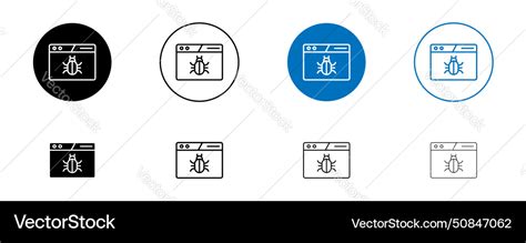 Bug Icon Set Malware Computer Virus Symbol In A Vector Image