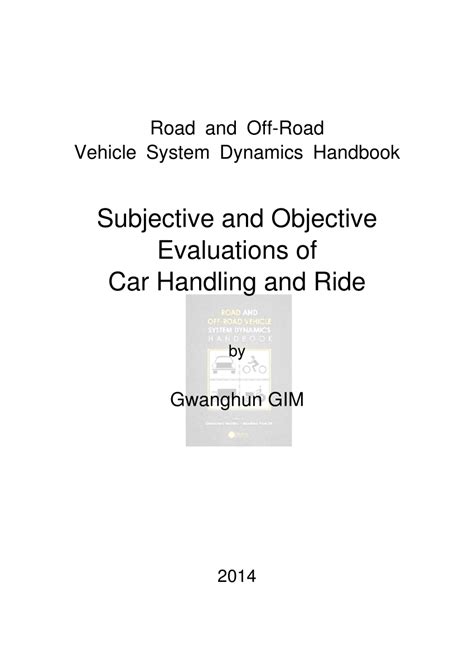 Pdf Road And Off Road Vehicle System Dynamics Handbook Chapter 37