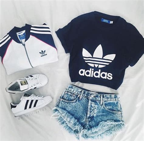 Adidas Jacket Dark Blue Adidas Shirt White Adidas Superstars Shorts