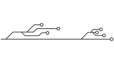 흰색 배경에 격리된 인쇄 회로 기판 Pcb 트랙 끝에 선과 고리가 있는 기술 클립 아트 디자인 벡터 디자인 요소용 디바이더