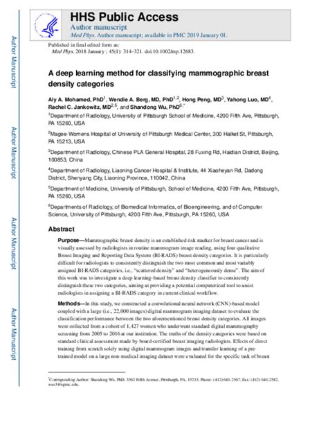 Pdf A Deep Learning Method For Classifying Mammographic Breast Density Categories Aly