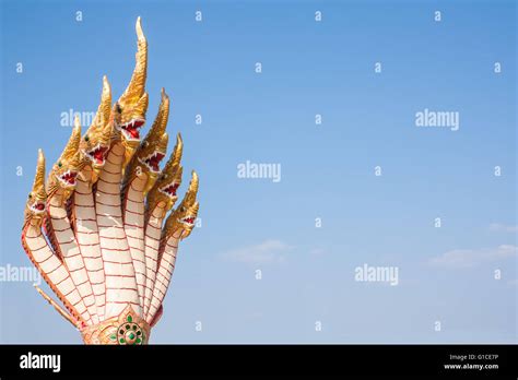 Seven Naga Heads Statue Famous Symbol Of Sakonnakhon Thailand Stock