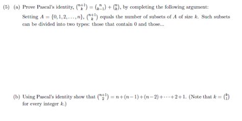 Solved Prove Pascal S Identity N K N K N Chegg