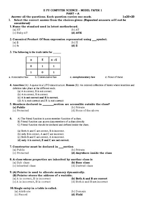 Ii Pu Model Paper 1 Ii Pu Computer Science Model Paper 1 Part A