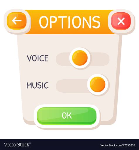 Game Ui Button Mobile Application Or Royalty Free Vector