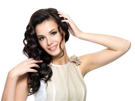 Mulher Jovem Feliz Com Cabelo Longo Cacheado De Beleza Foto Gr Tis