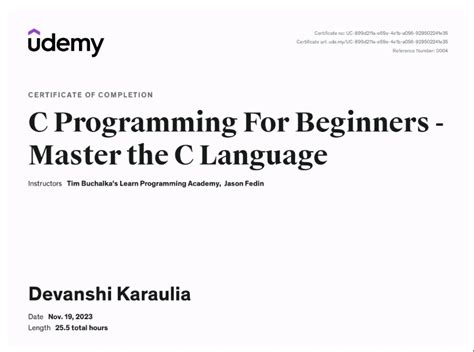 Devanshi Karaulia On Linkedin Successfully Completed An Intensive C Programming Course