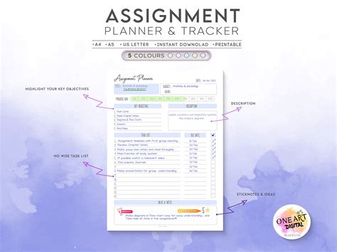 Assignment Tracker Editable And Printable Pdf Assignment Planner