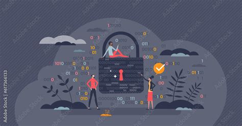 Cybersecurity And Cyberspace Data Safety Protection Tiny Person Concept Digital Personal