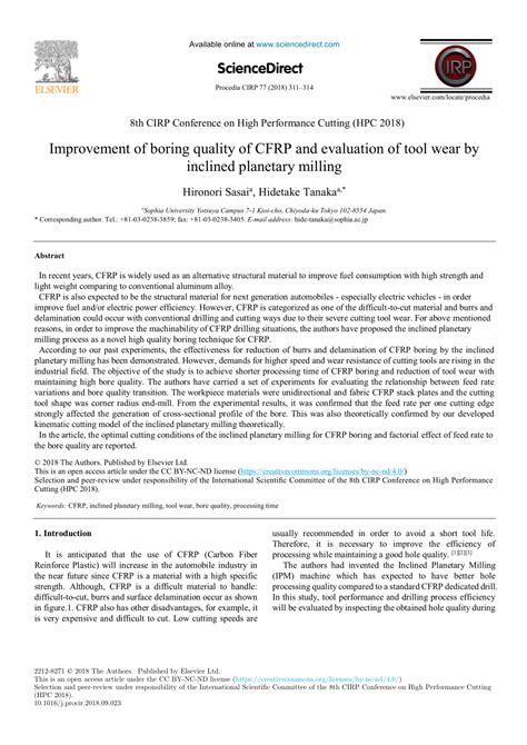 Pdf Improvement Of Boring Quality Of Cfrp And Evaluation Of Tool Wear
