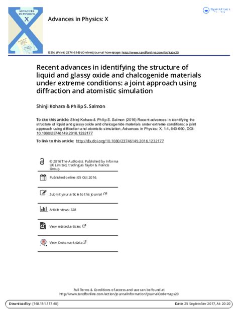 Pdf Recent Advances In Identifying The Structure Of Liquid And Glassy