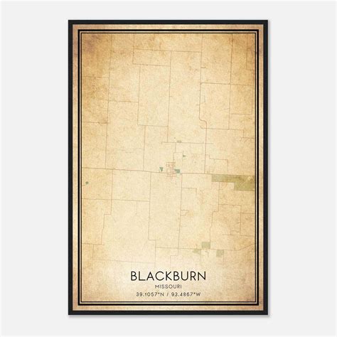 Vintage Blackburn Missouri Map Poster Blackburn Mo City Road Wall Art