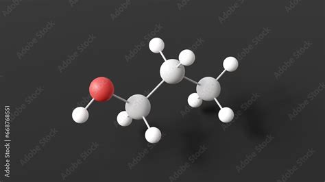 1 Propanol Molecule Molecular Structure Propanol Ball And Stick 3d